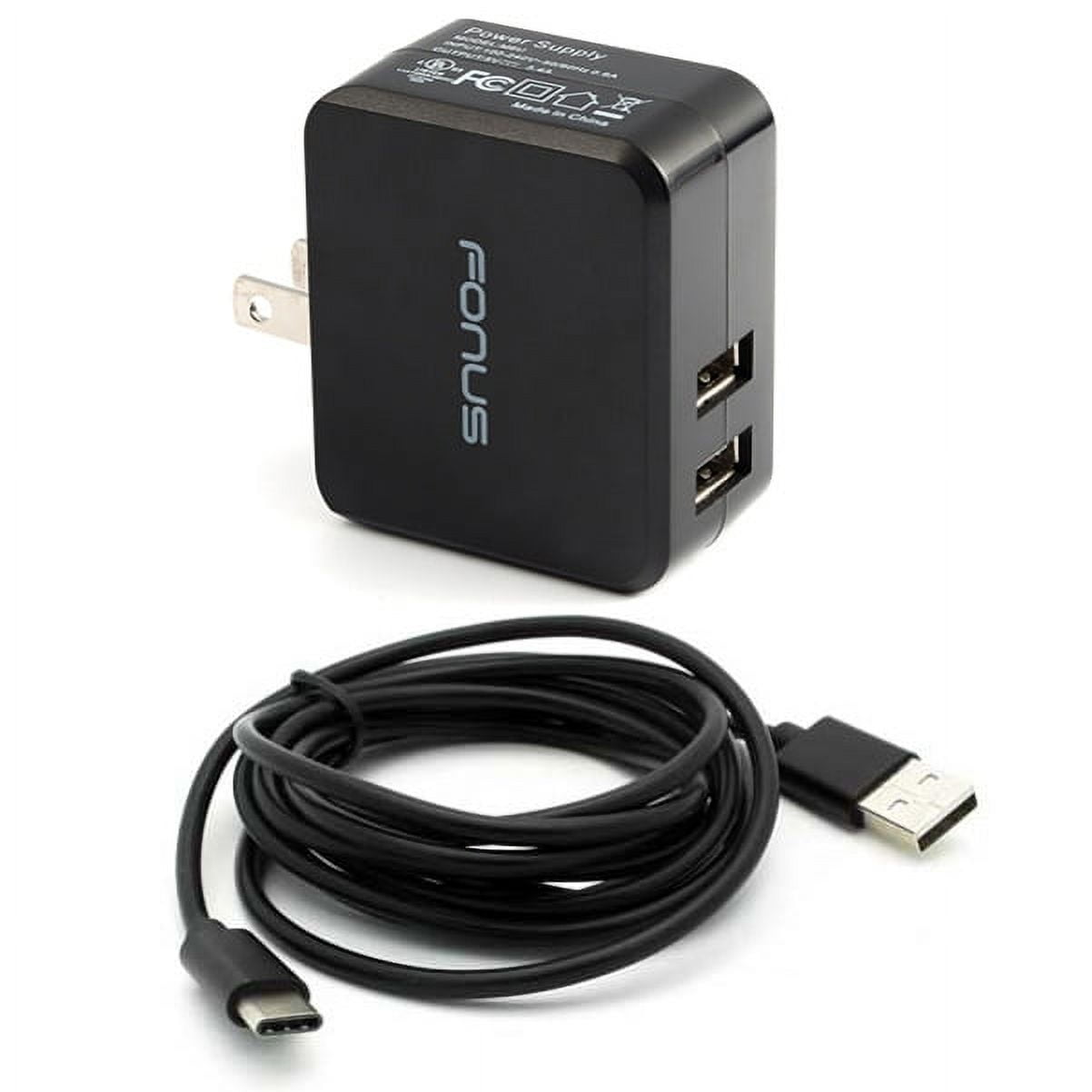 17W 2-Port USB 3.4A Type-C Charger with 6ft Cable for Moto G Play (2023 ...