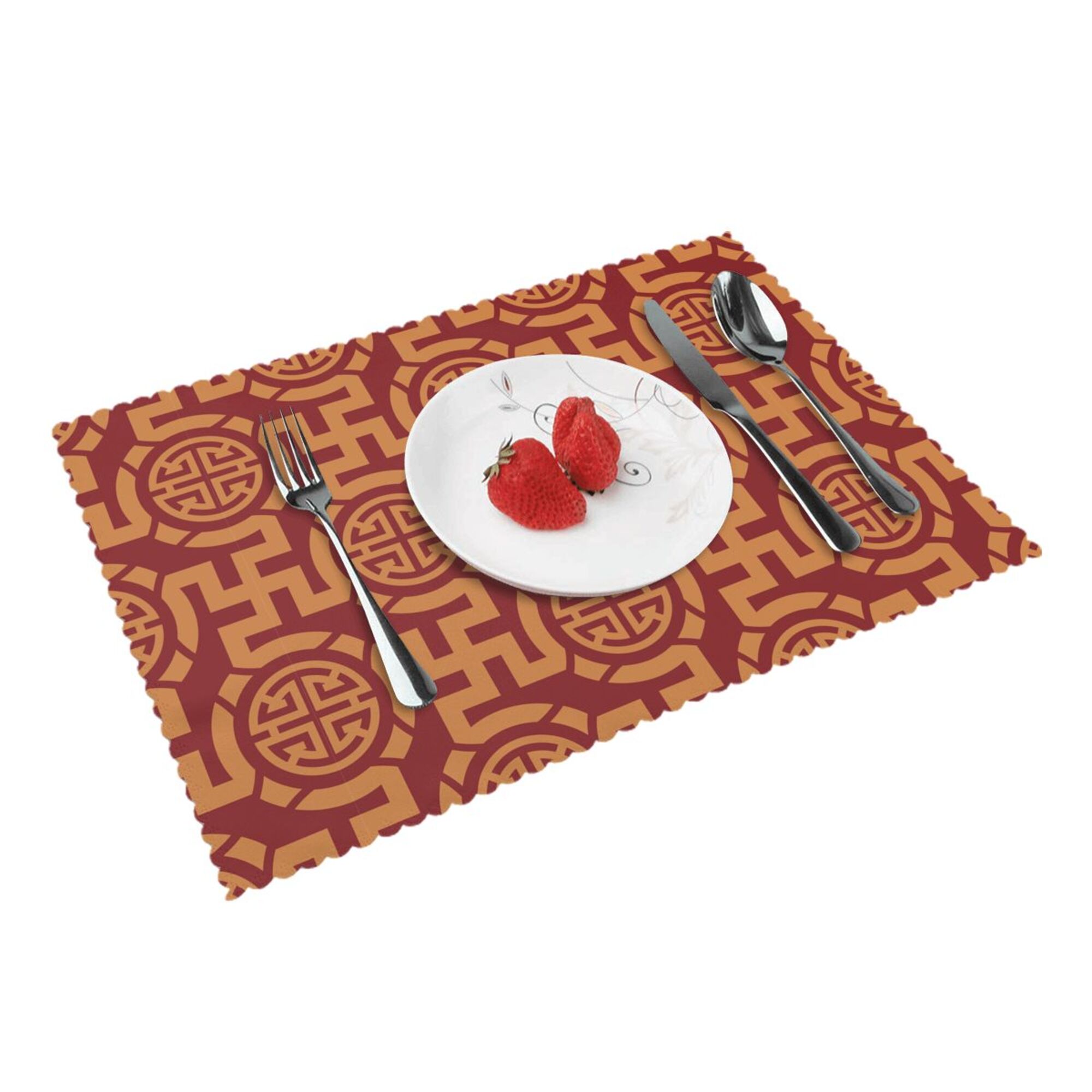 Home Chinese Style Pattern Placemats Set Of 4 Washable Wipeable Place ...