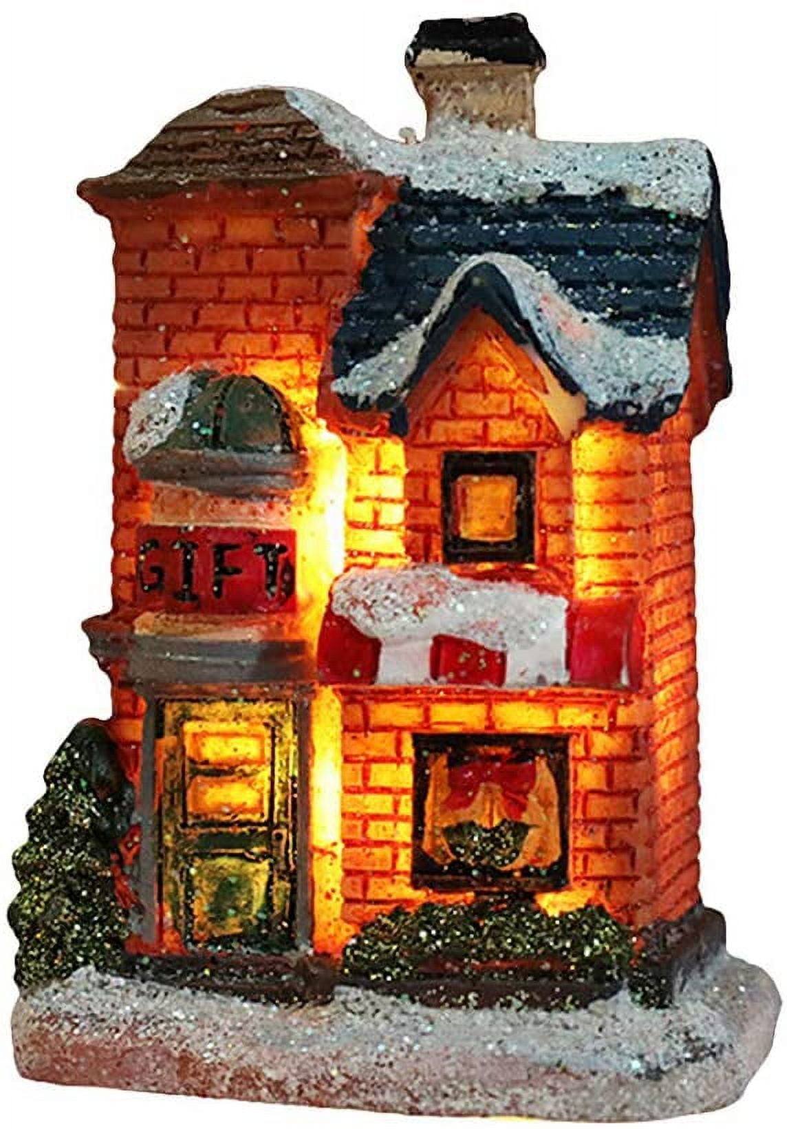 Home Christmas Cottage LED Holiday Light Figurines Resin Lighted Indoor ...