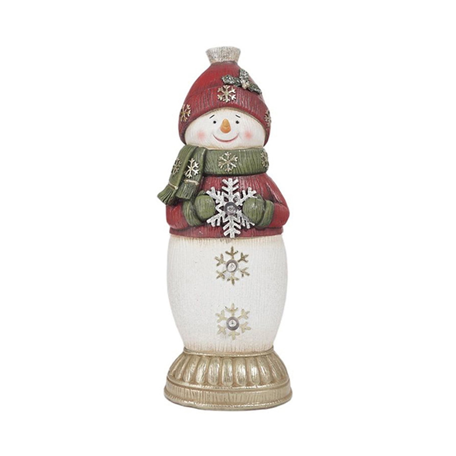 Home Christmas Snowman Decor Christmas Figurines Resin Snowman Lighted ...