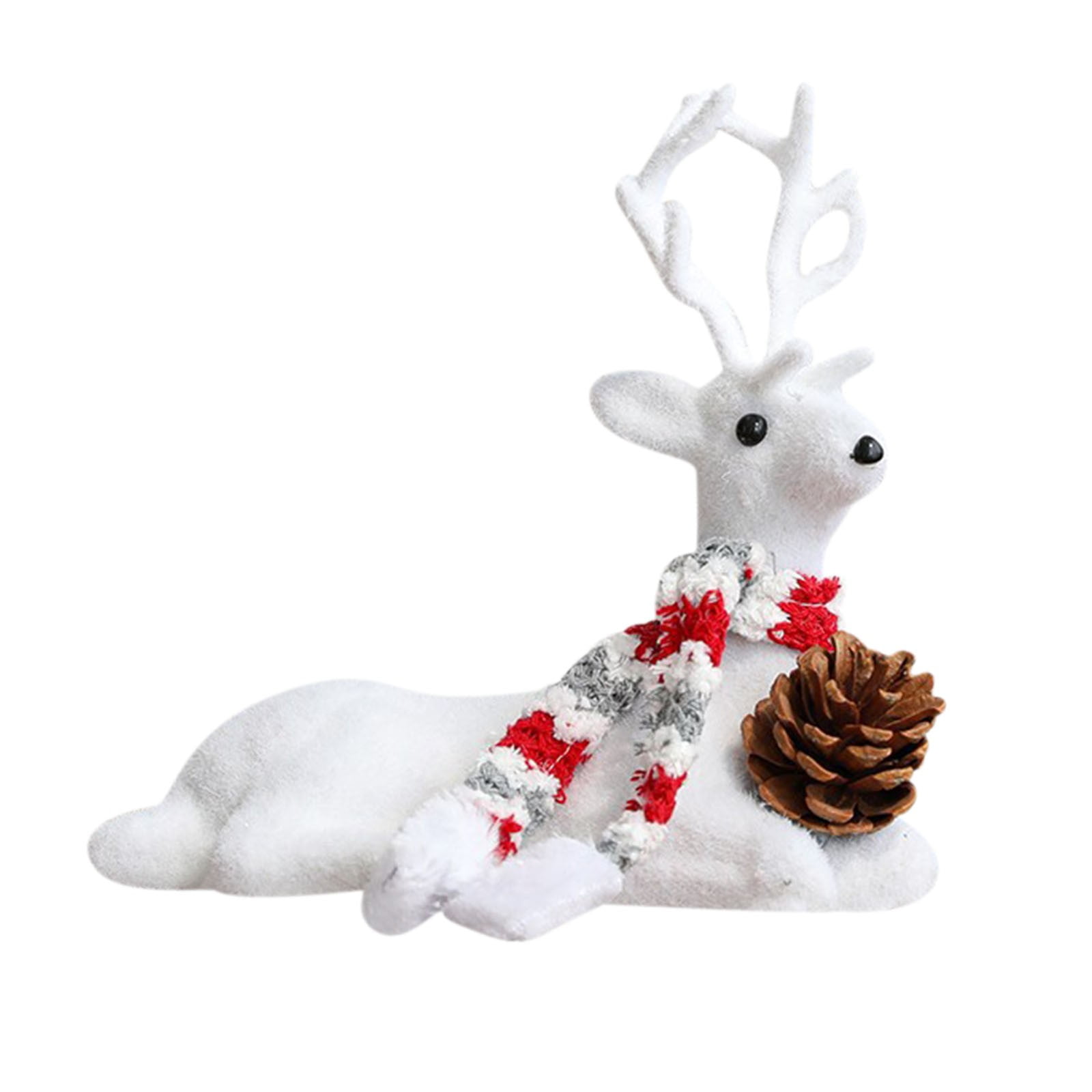 Home Christmas Tabletop Ornaments, Flocking White Standing Reindeer ...