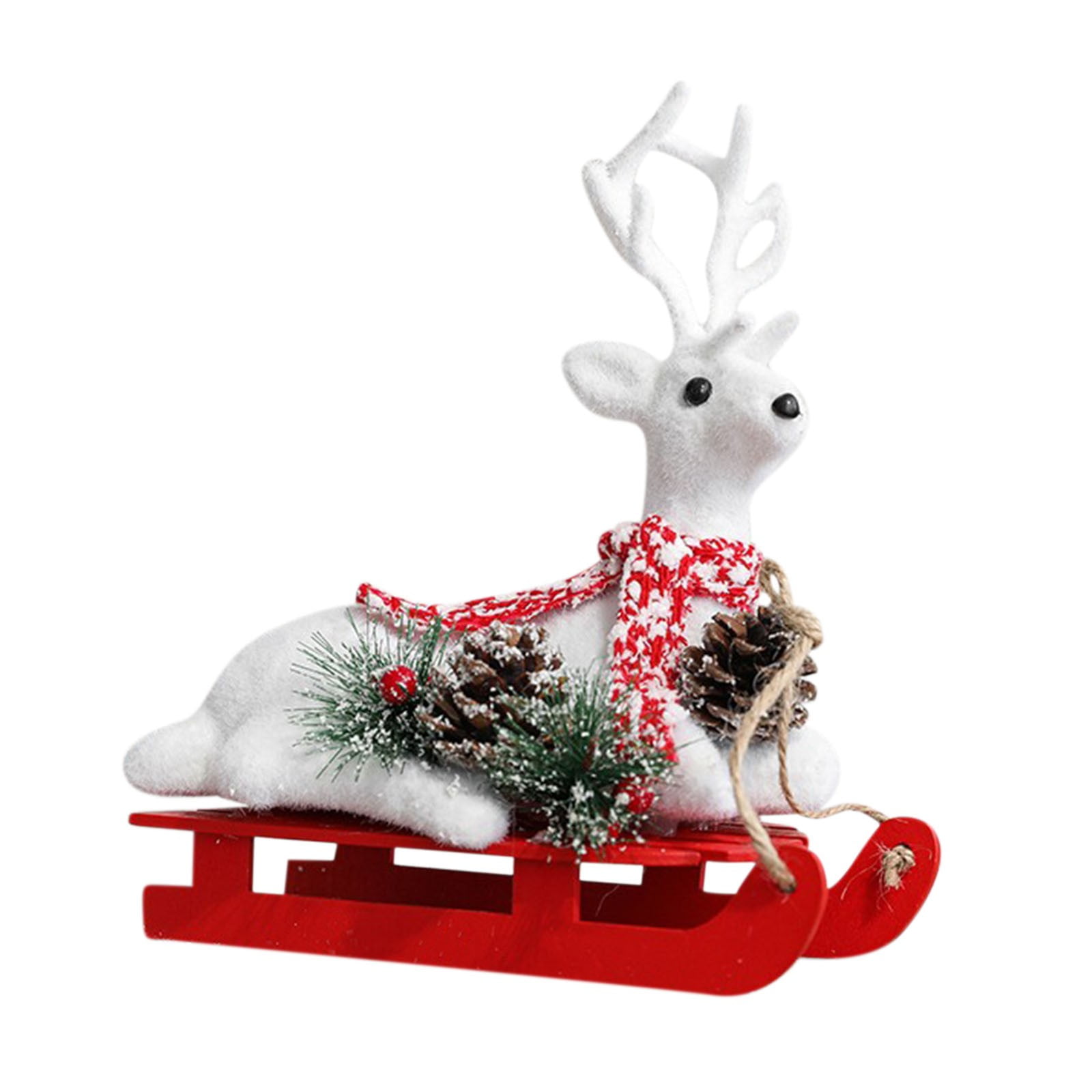 Home Christmas Tabletop Ornaments, Flocking White Standing Reindeer ...