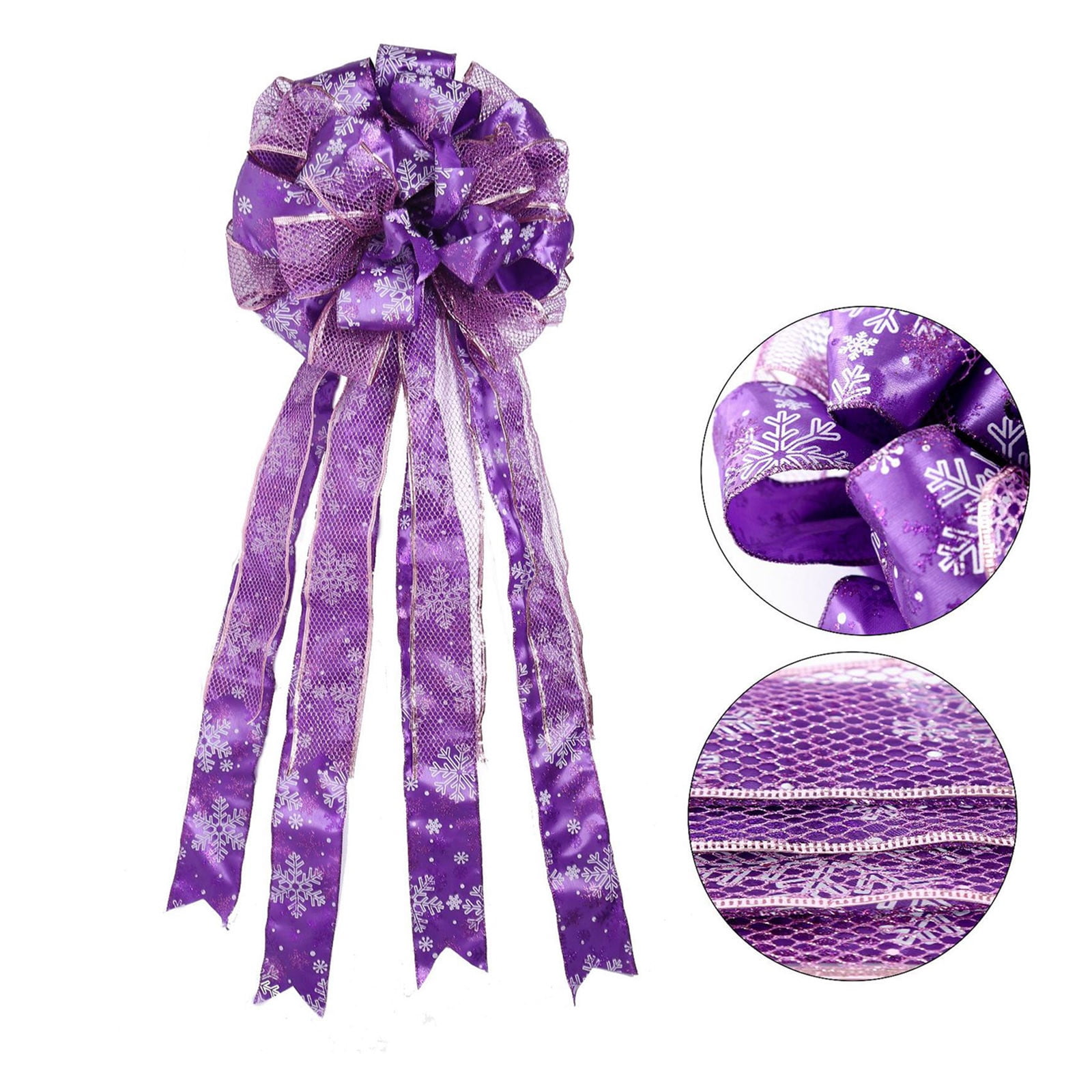 Home Christmas Tree Topper Large Toppers Bow With Streamer Wired Edge ...