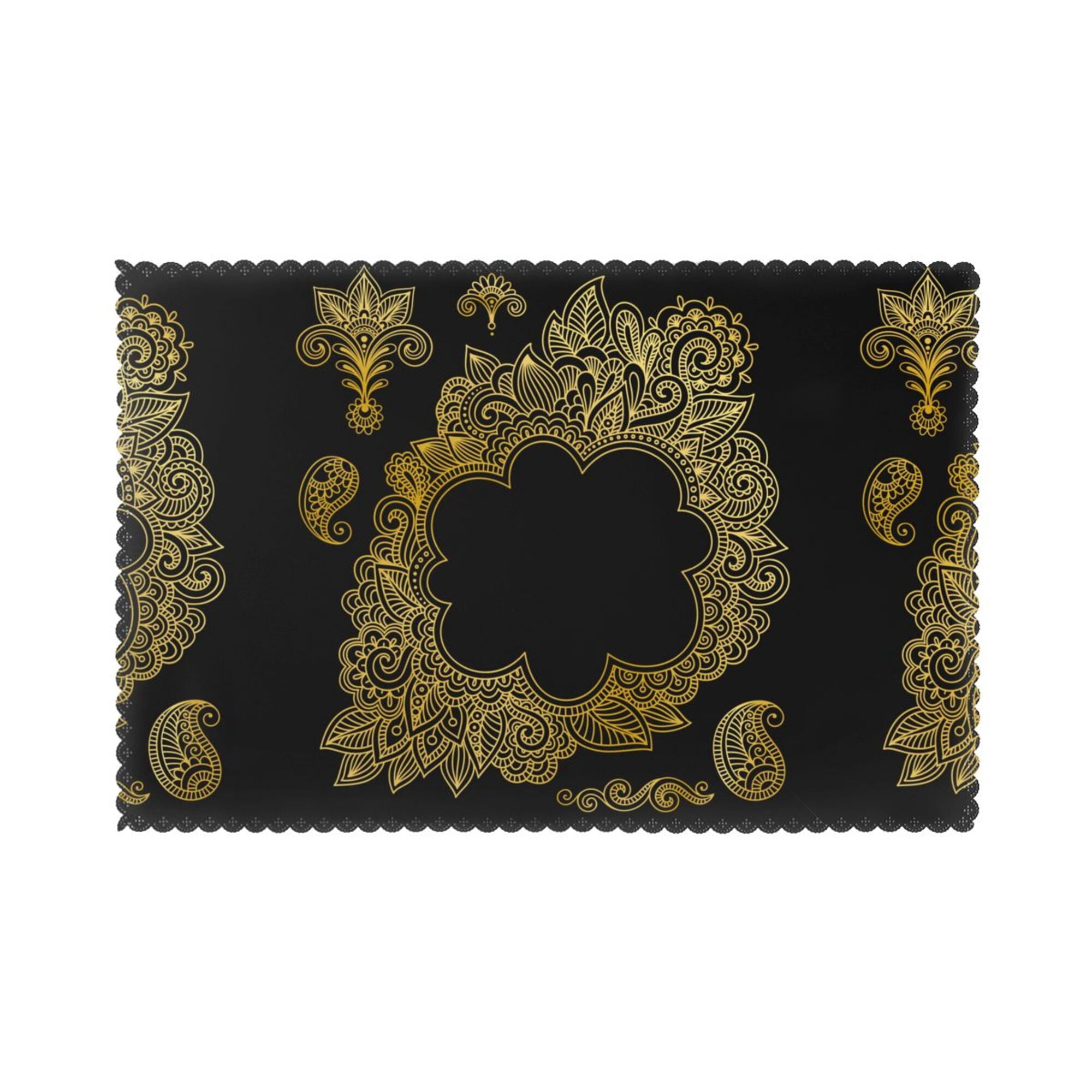 Home Classical Plant Golden Background Placemats Set Of 6 Washable ...