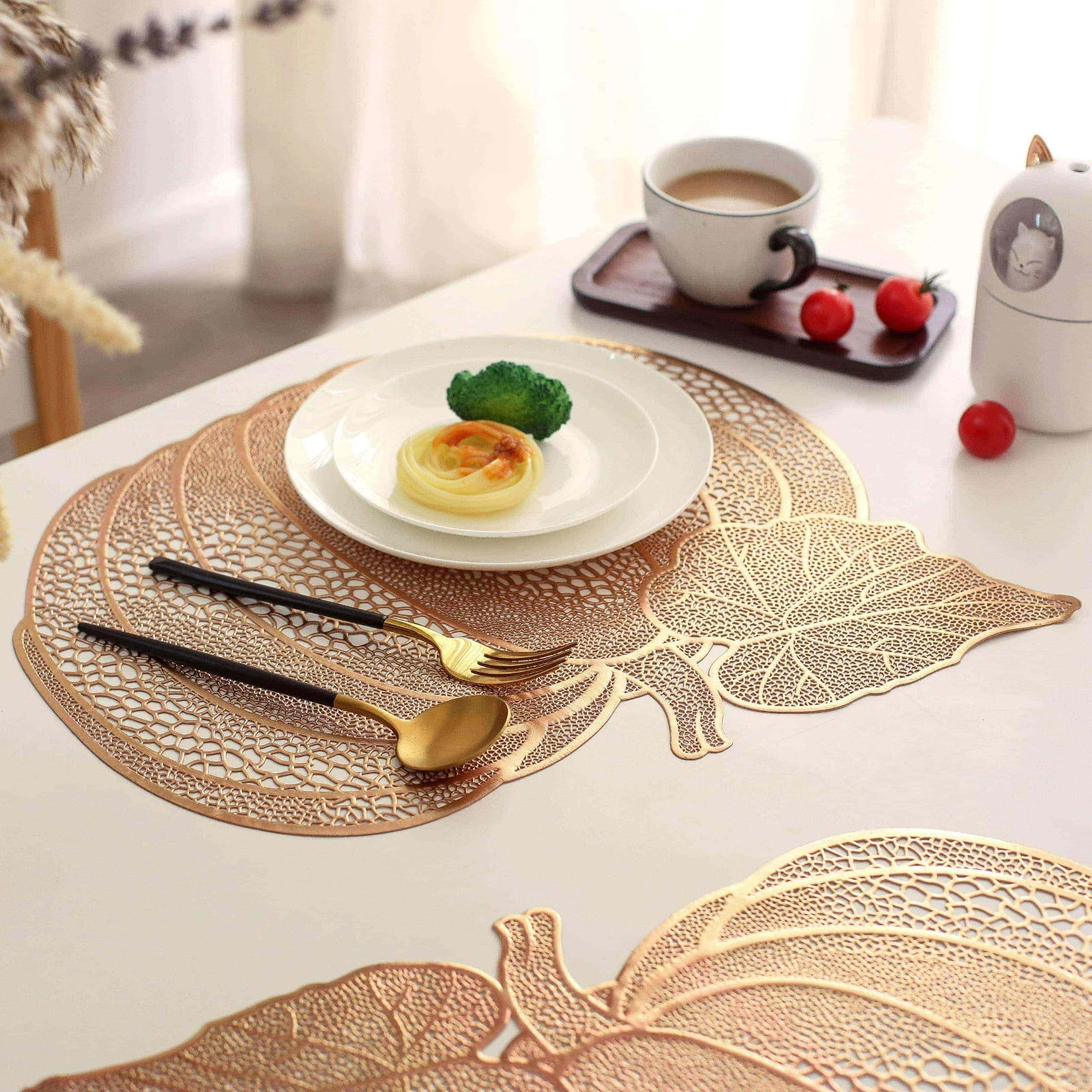 TOPRenddon Hollowed Out PVC Pumpkin Placemats Watertight And Oil-proof ...