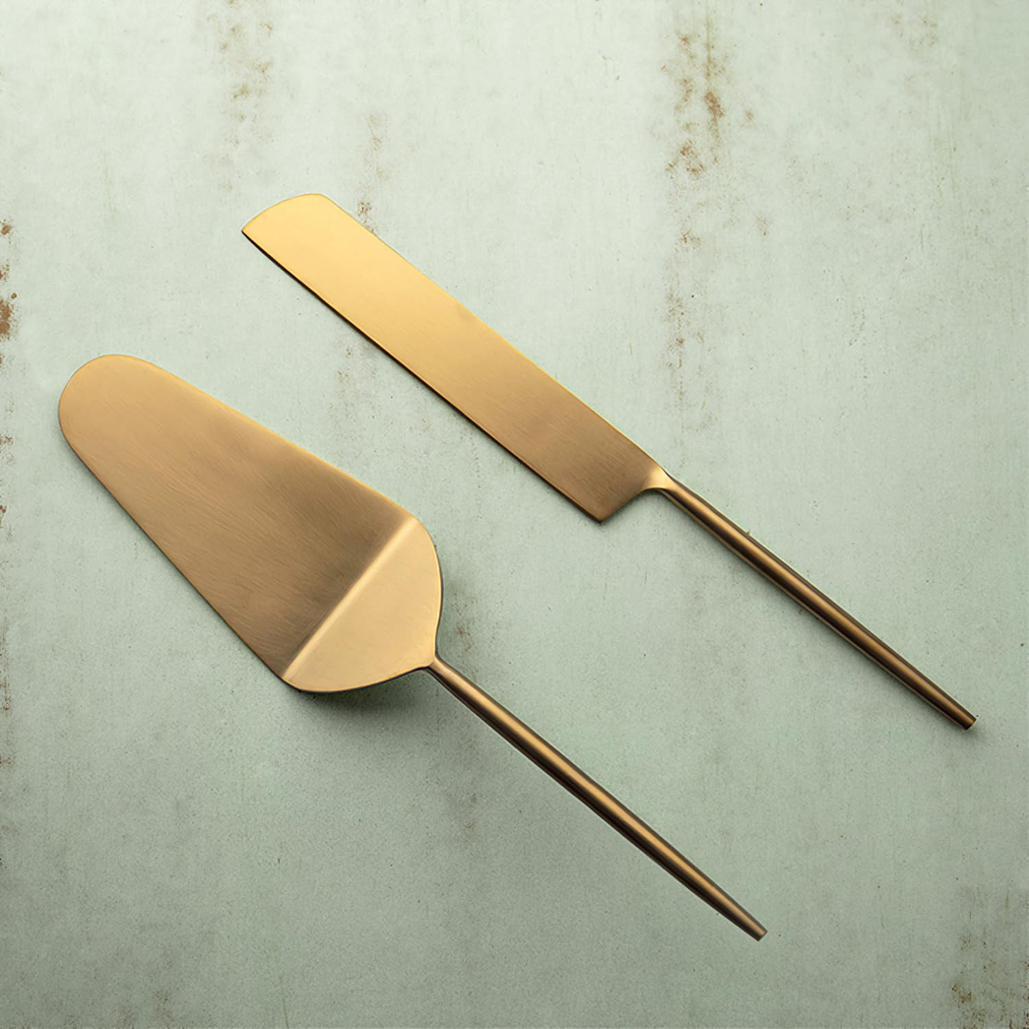 The Home Co Gold Cake Server and Cutting Knife Set of 2 Cake Pie Pastry ...