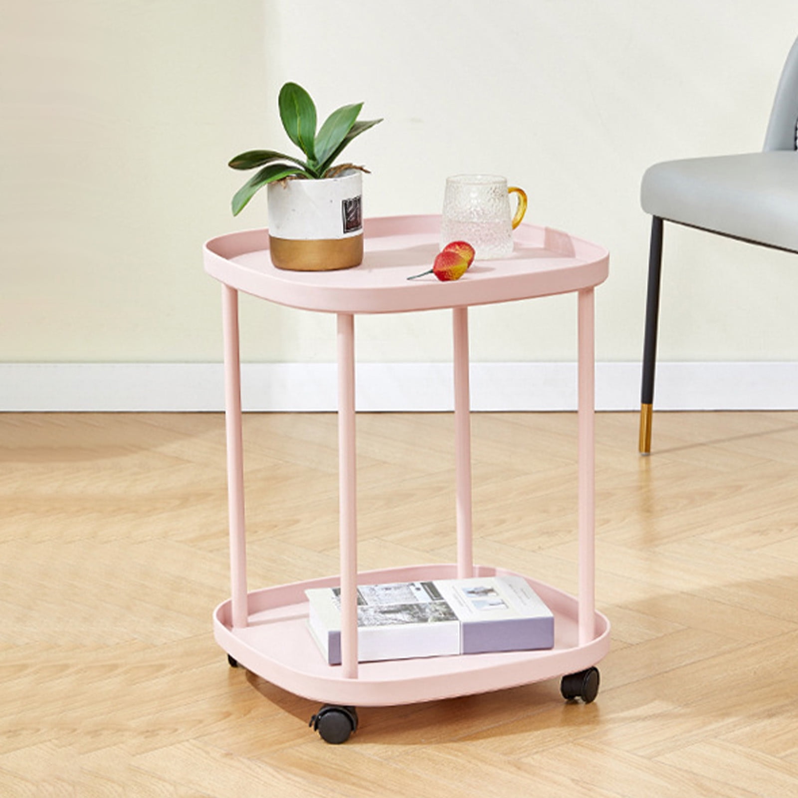 Home Coffee Table Movable Shelf Sofa Side Table Cart Bedside Shelf With ...