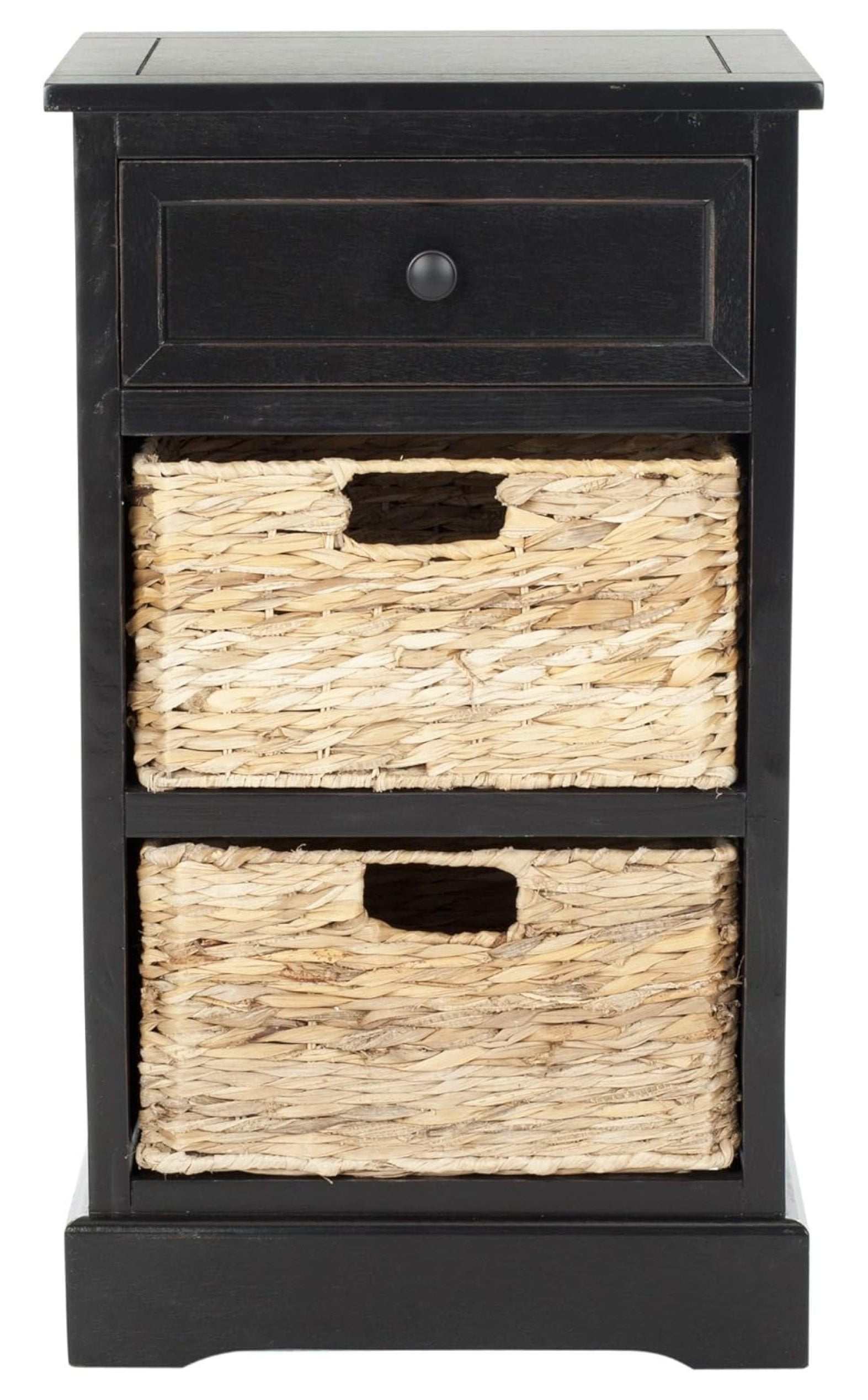 Home Collection Carrie Distressed Black/ Natural Wicker 3-Drawer ...
