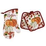 Home Collection Harvest Pumpkin Kitchen Linens Set Include Oven Mitt ...