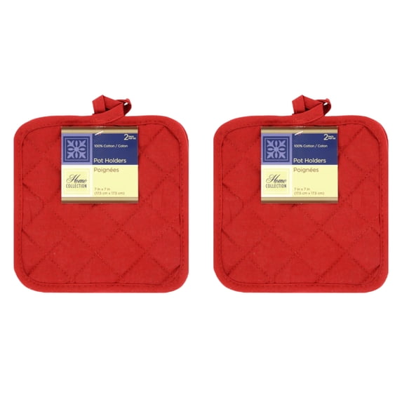 Home Collection, Pot Holder Cotton, 7" Square, Set of 2, Red - Walmart.com