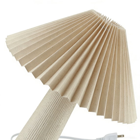 Home Collection Ribbed Ceramic Table Lamp With Pleated Shade Lighting ...