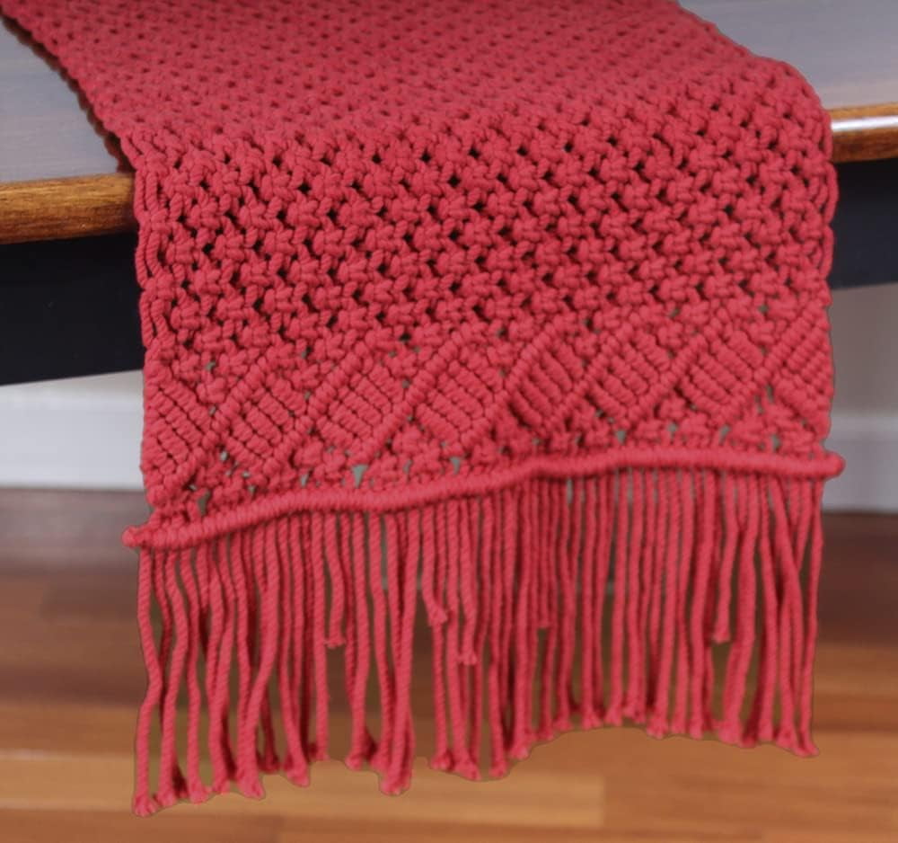 Home Collection by Raghu Red Macrame Table Runner, Multi - Walmart.com