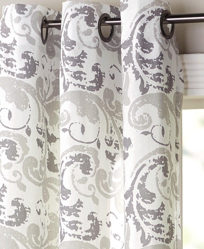 Home Collections Scroll Grommet Top Window Panel Grey - Walmart.com