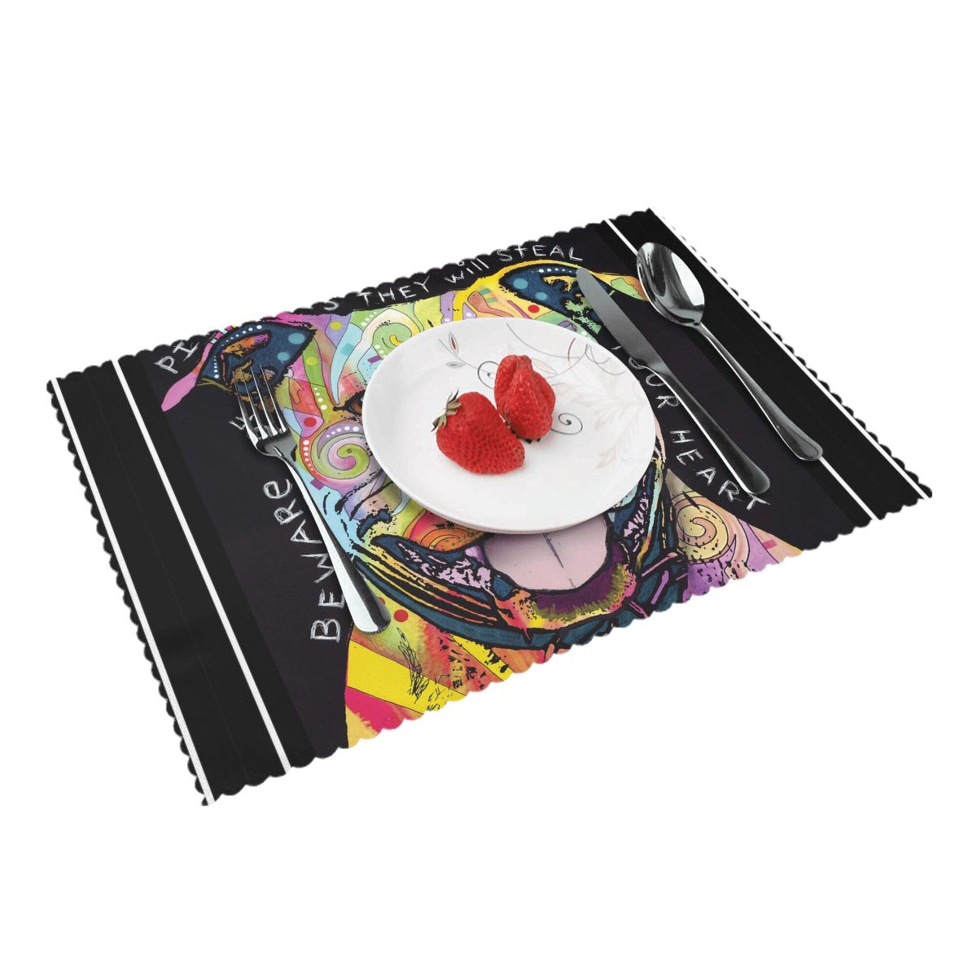 Home Color Print Pitbull Placemats Set Of 4 Washable Wipeable Place ...