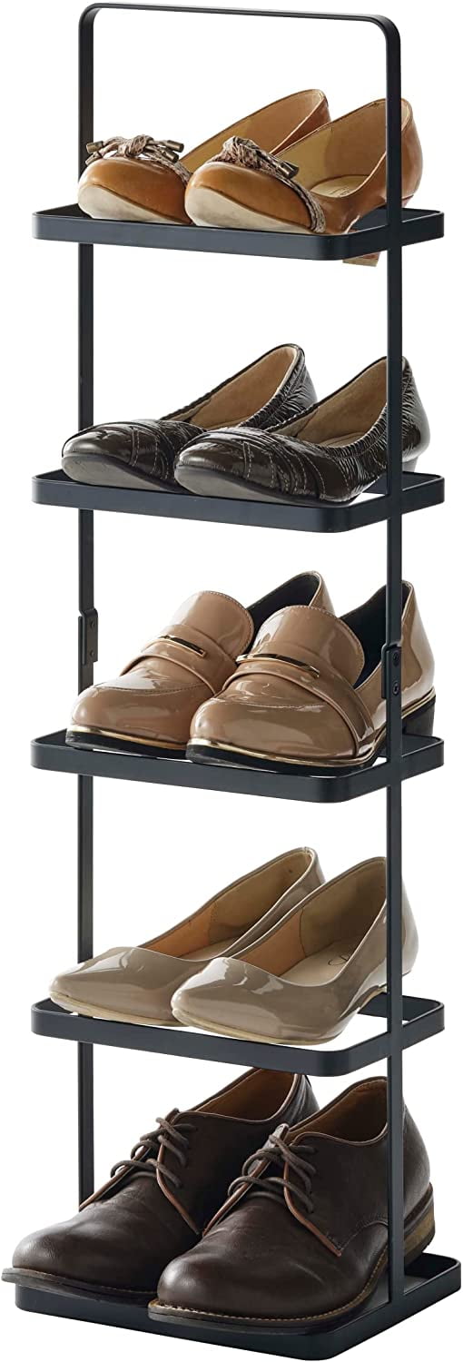 Home Compact Modern Metal Shoe Rack Stee Tall Black - Walmart.com