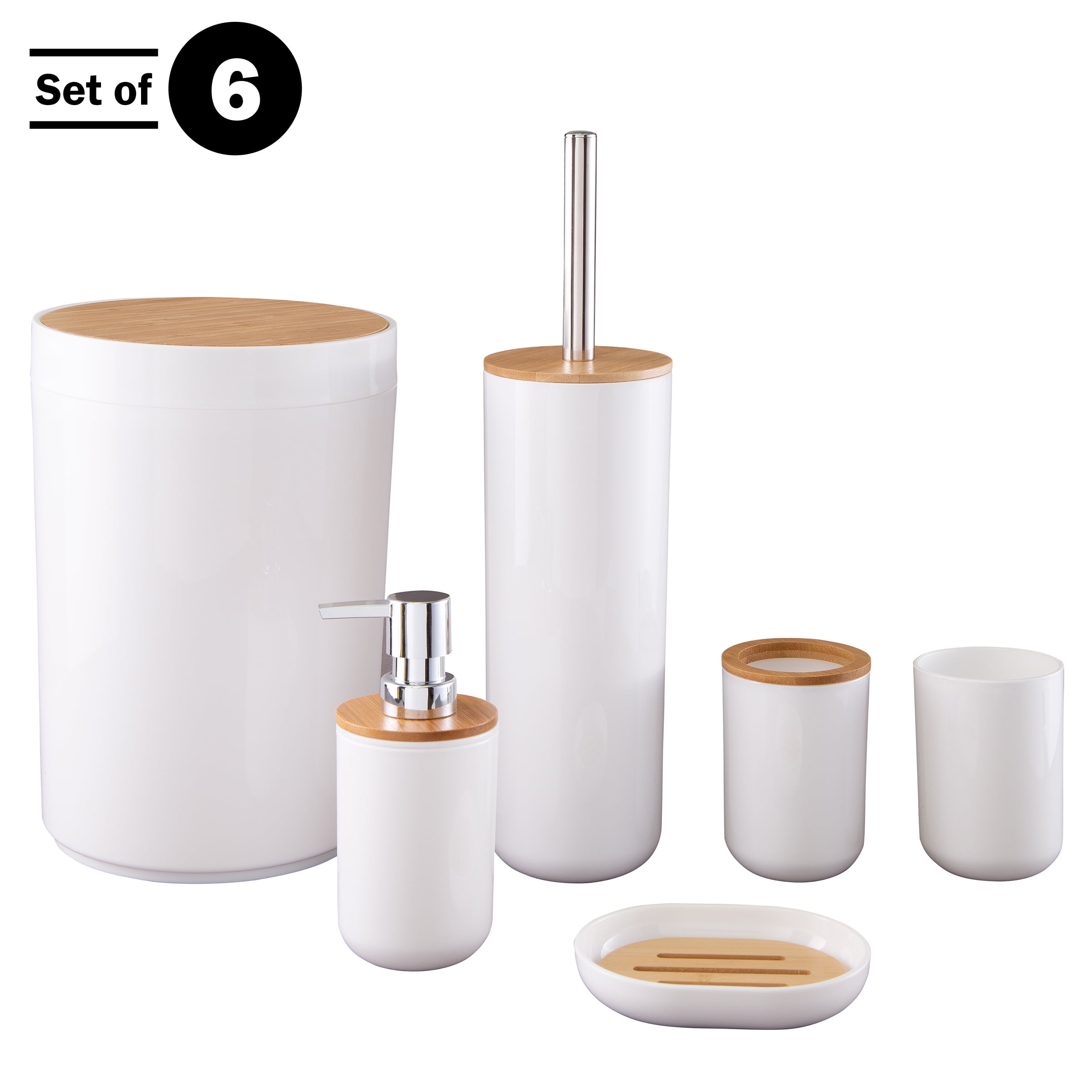 Home-Complete 6-Piece Complete Bathroom Accessories Set (White ...