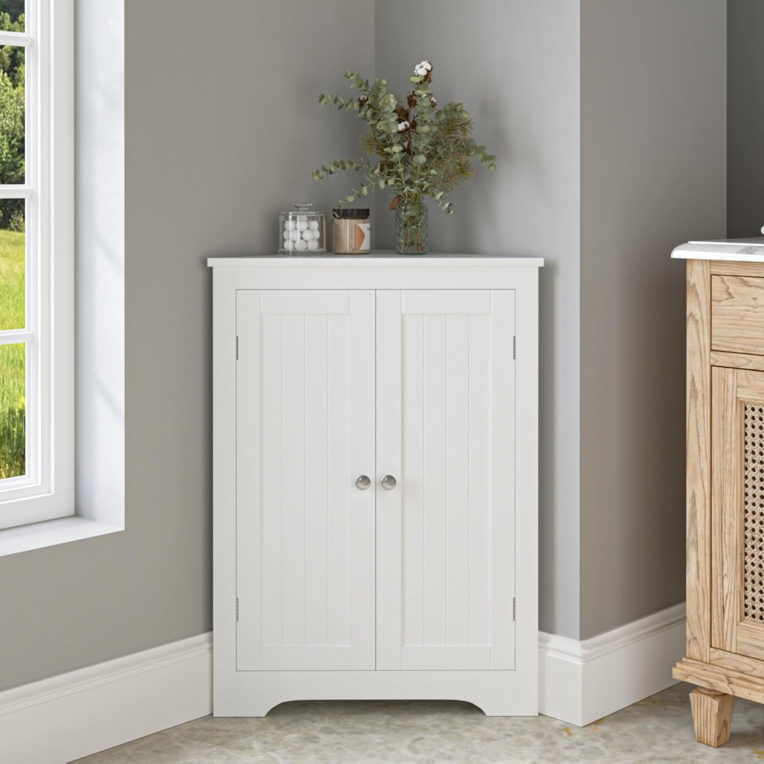Home Corner Storage Cabinet, Bathroom Triangle Floor Storage Cabinet ...