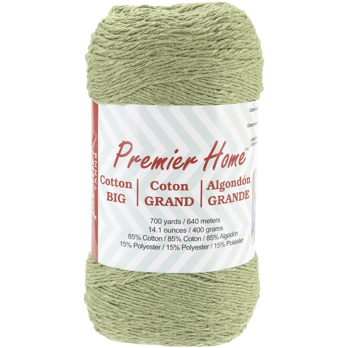 Home Cotton Grande Yarn - Solid-Sage, Pk 2, Premier Yarns - Walmart.com