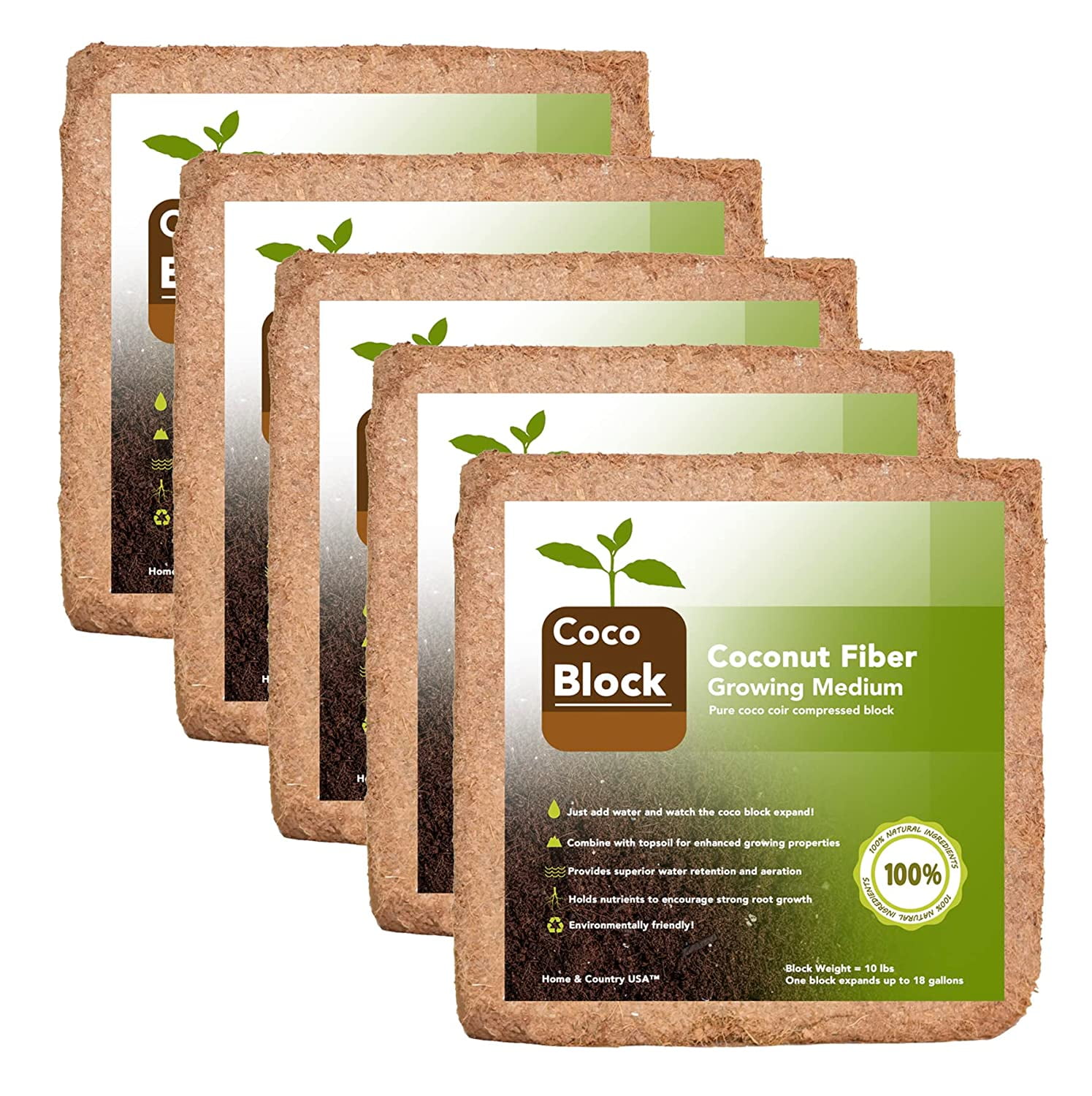 Home and Country Triple Washed Compressed Coco Coir Brick (50 LBS) - Coco Fiber is an Ideal ...