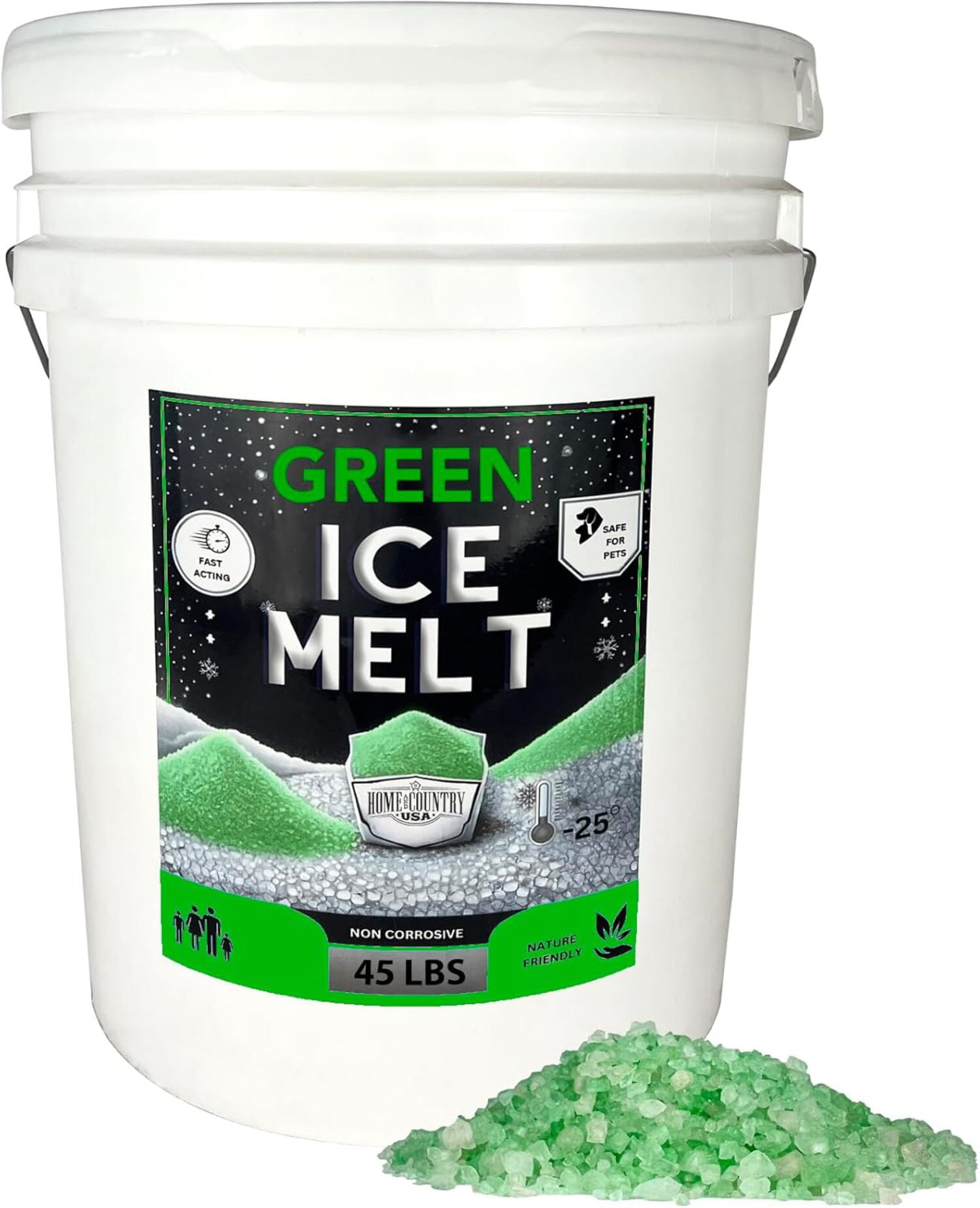 Home and Country USA Green Ice Melt Pail Effective to -25°F, Eco ...