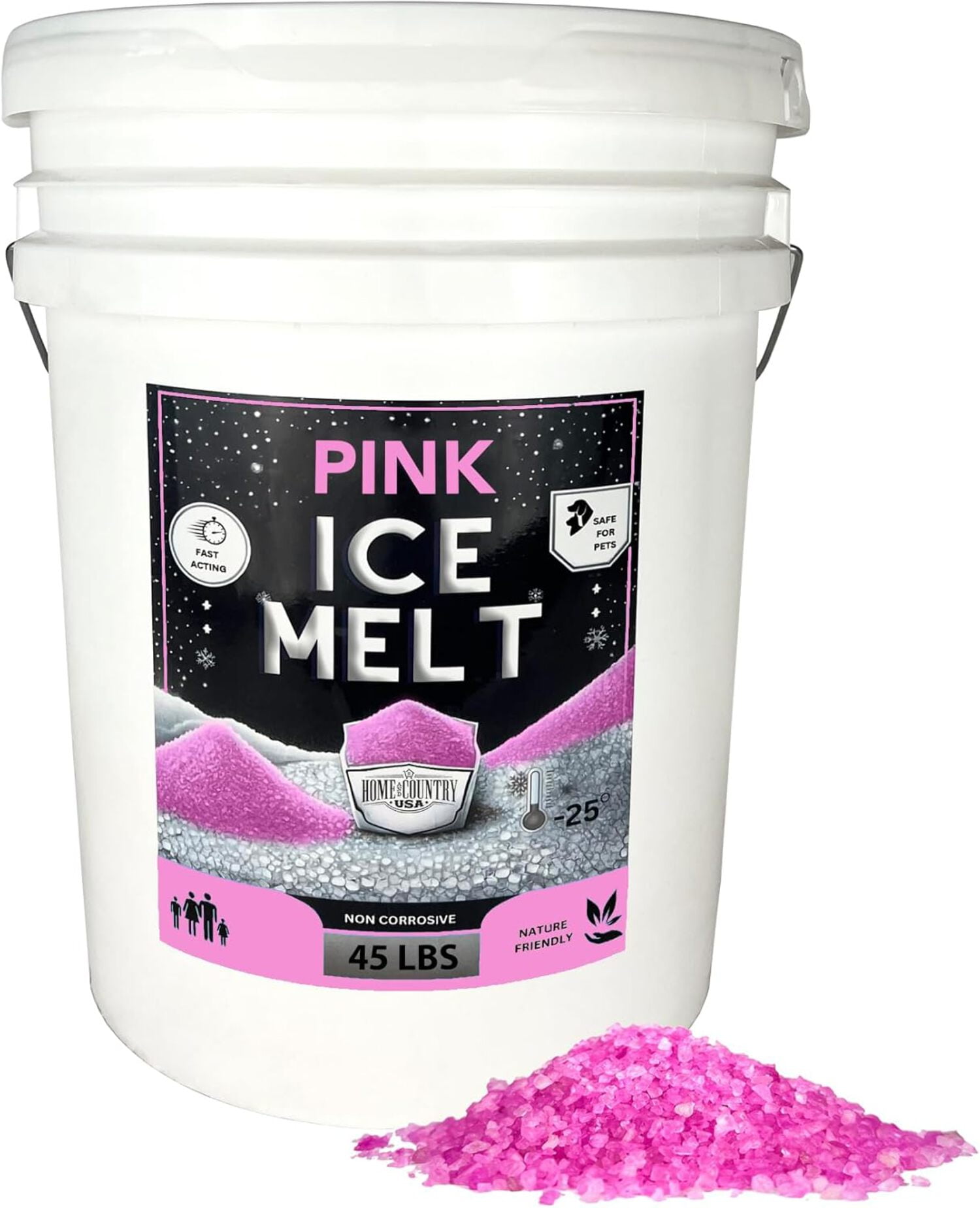 Home and Country USA Pink Ice Melt Pail Effective to -25°F, Eco ...