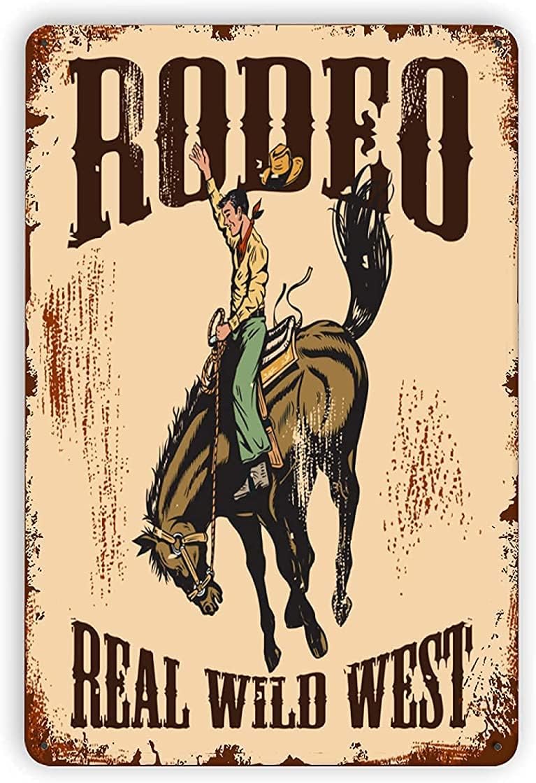 Home Cowboy Decor Rodeo Real Wild West Vintage Metal Sign Retro Art ...