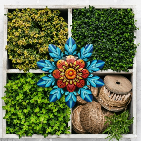 Home Craft Gifts, Iron Flower Wall Decorations, Blue Metal Floral Wall ...