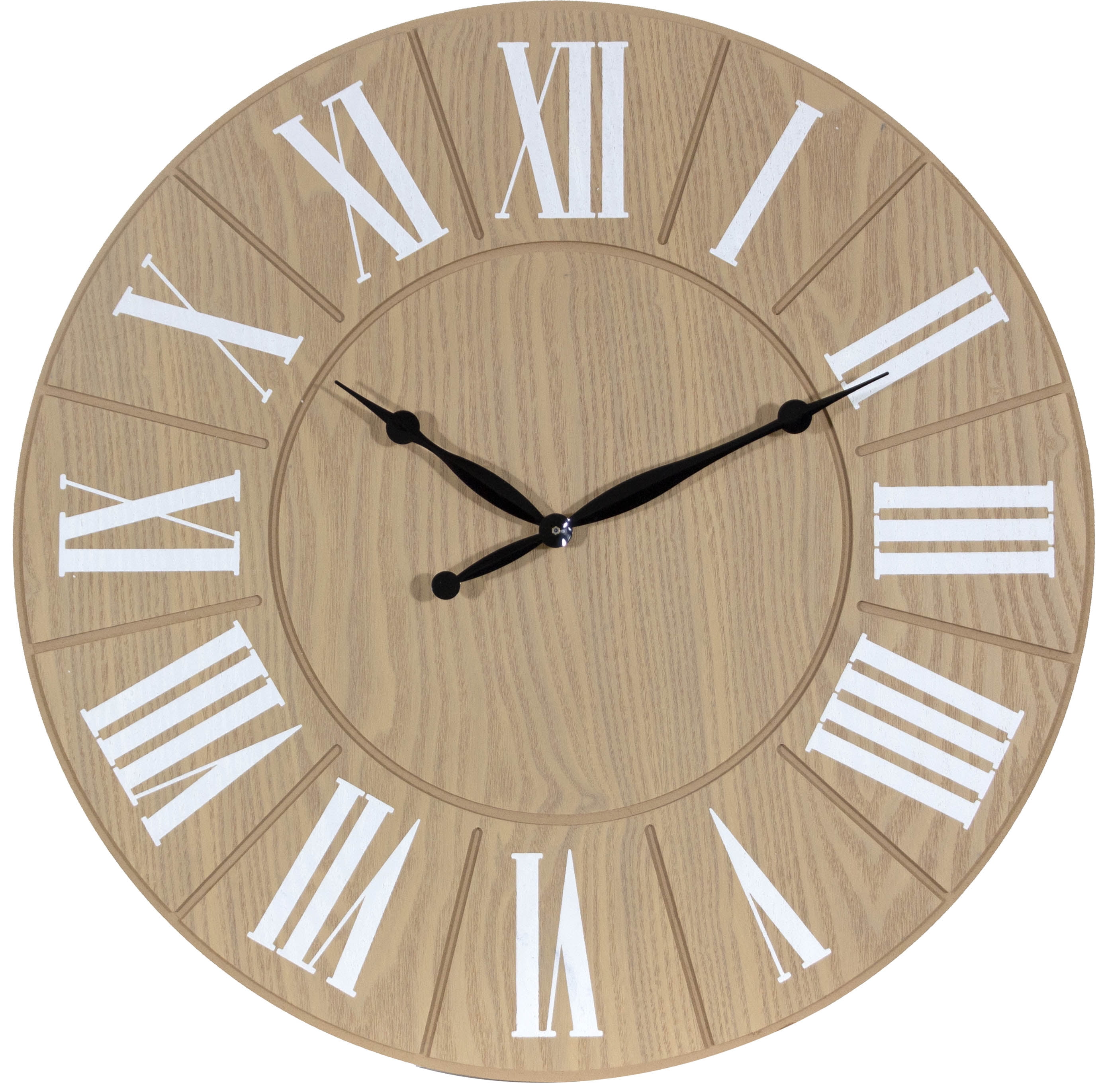 Home Décor Collection 24" Rustic Wood Plank Analog Wall Clock with ...