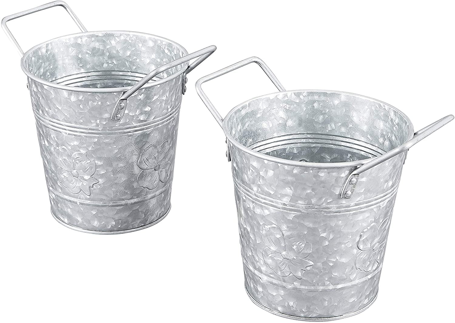 Home Décor - Galvanized Metal Flower Planters with Handles – Decorative ...
