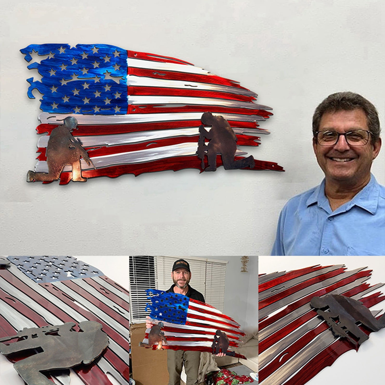 Home Décor Independence Day Patriot Map Metal Soldiers Memorial Day ...