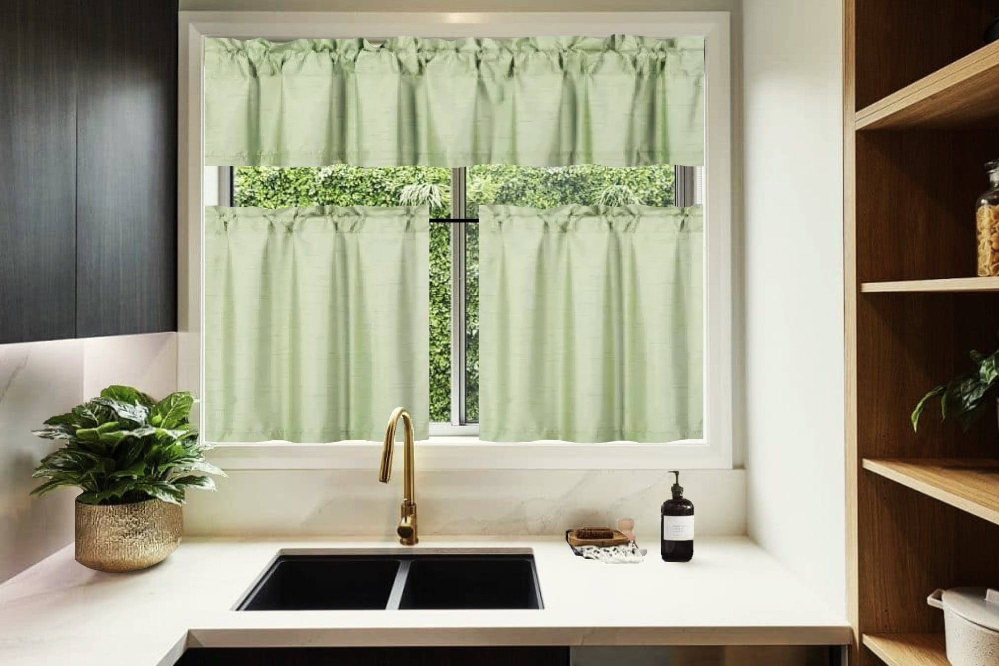 Home Décor set of 3 pieces Blackout Lined Window Curtain Rod Pocket Set ...