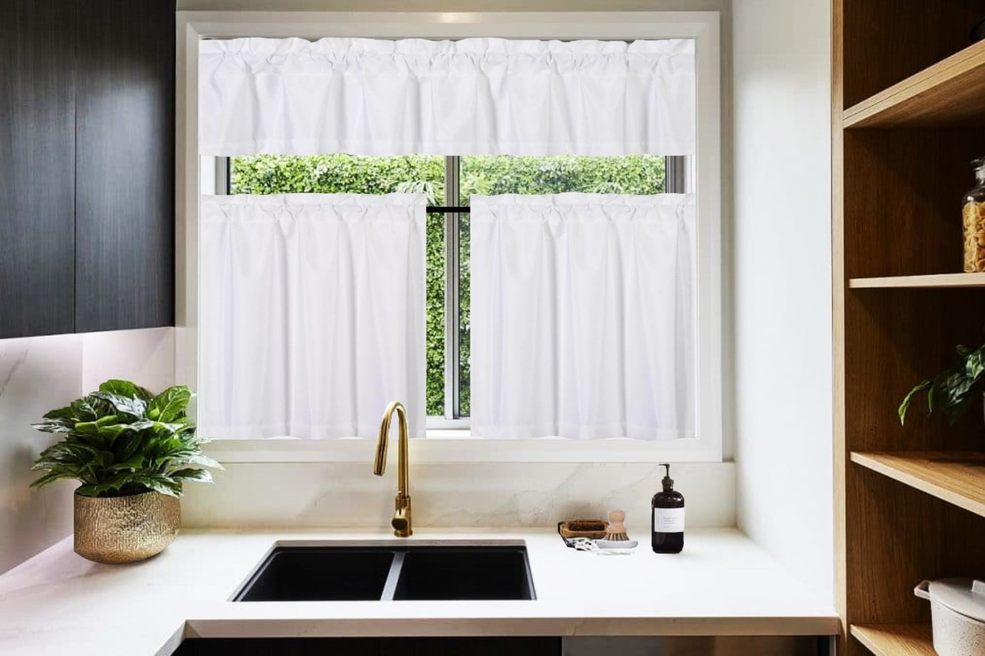 Home Décor set of 3 pieces Blackout Lined Window Curtain Rod Pocket Set ...