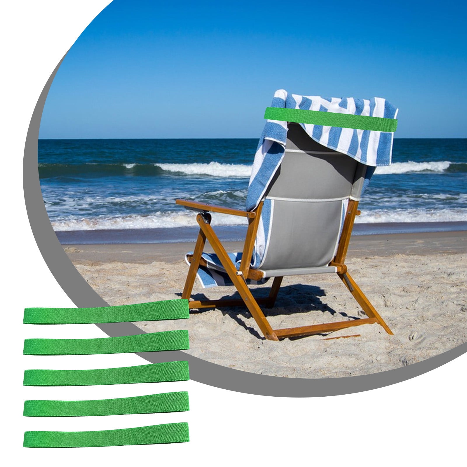 Surpdew Pack Of 5 Beach Chair Towel Straps, Stretchy Locking Beach ...