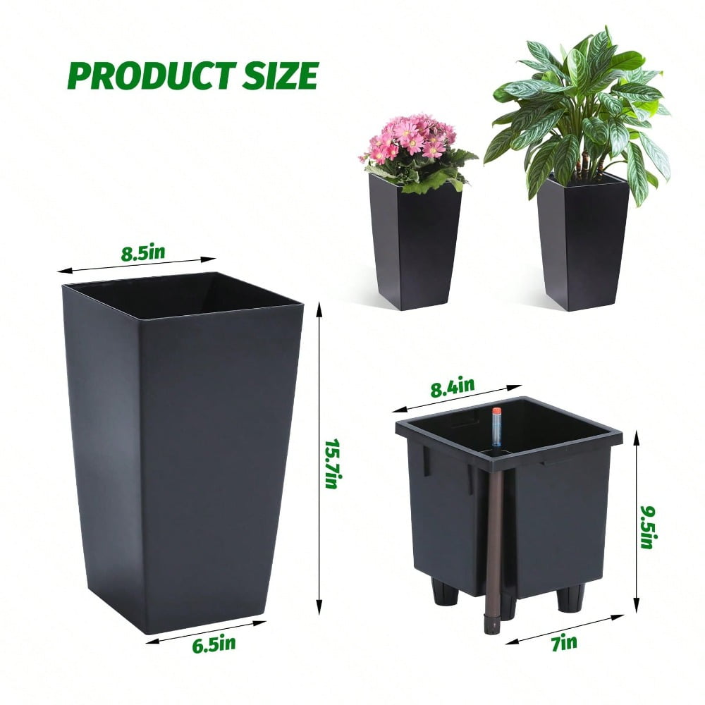 Home Decor 16" Tall Planters Set Of 2, High Front Porch Planter Pots ...