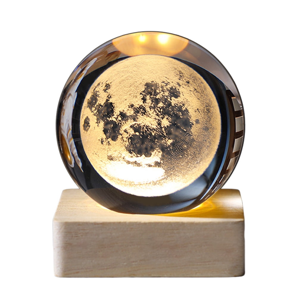 Home Decor 3D Engraved LED Crystal Ball Light USB Charging for Bedroom ...