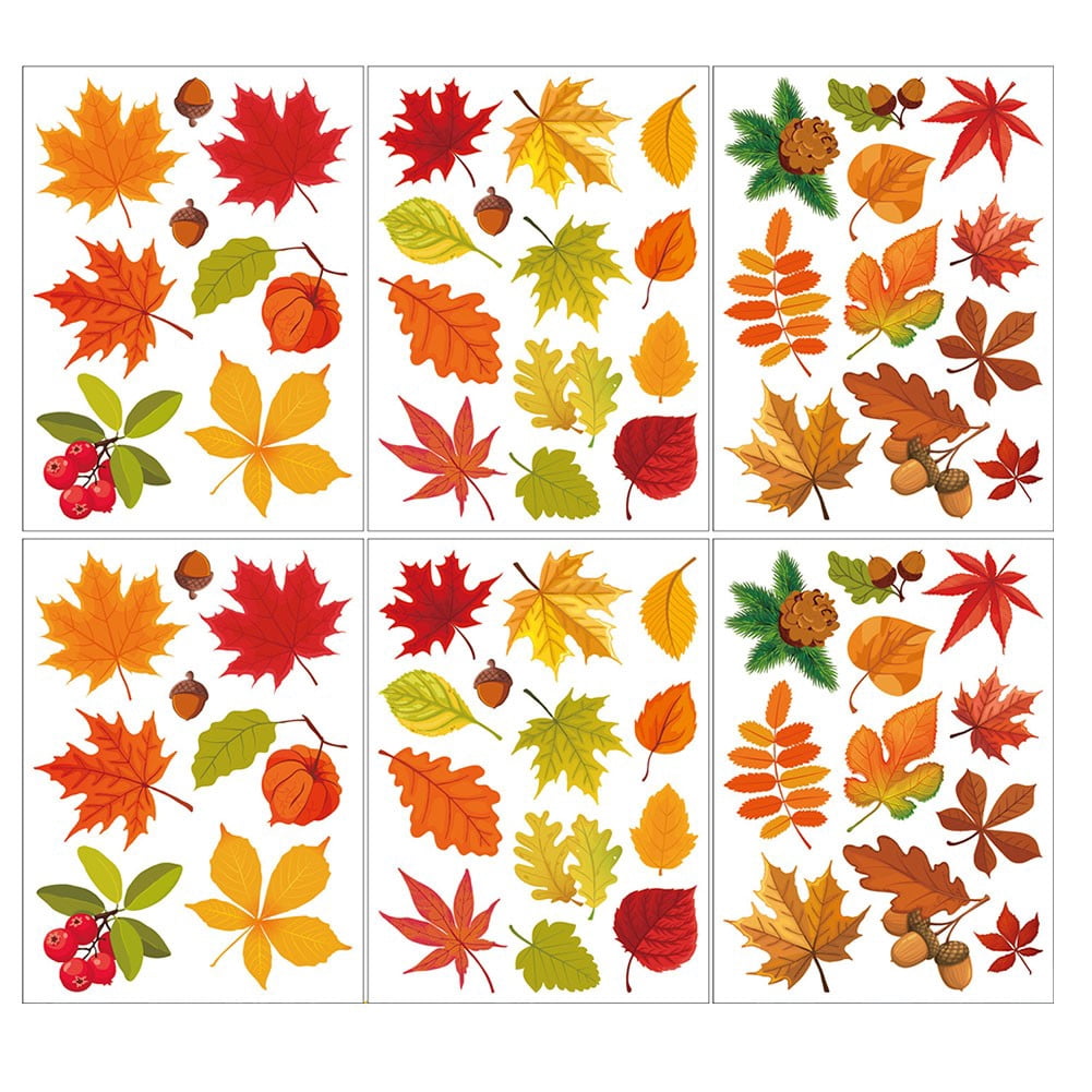 Home Decor 64Pcs Casement Stickers Leaves Double-Sided Casement Door ...