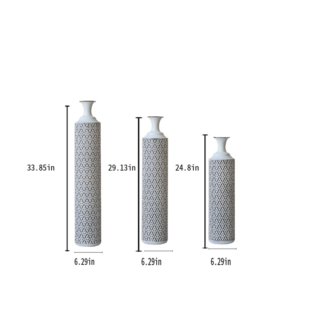 Home Decor Accessories Floor Metal Vases Decorated White Metal vases ...