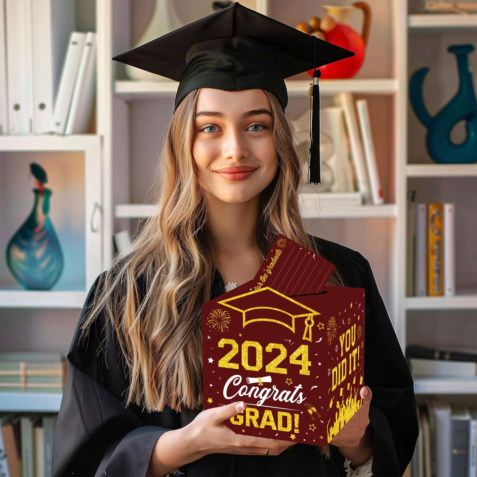 Home Decor Accessories Foldable Cardboard Graduation Card Box With 30 ...