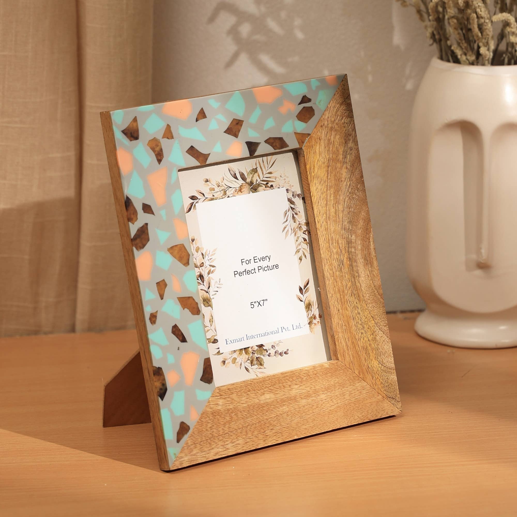 Home Decor Accessories Handmade Solid Wood Resin Photo Frame 5'' x 7 ...