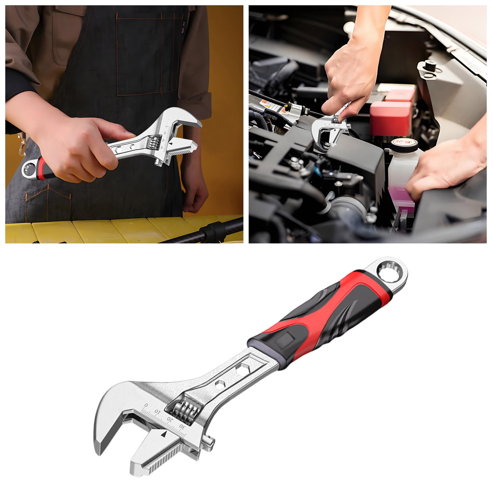 Home Decor Adjustable Wrench, Cr-V Steel Wrench, Wide Jaw Black Oxide ...