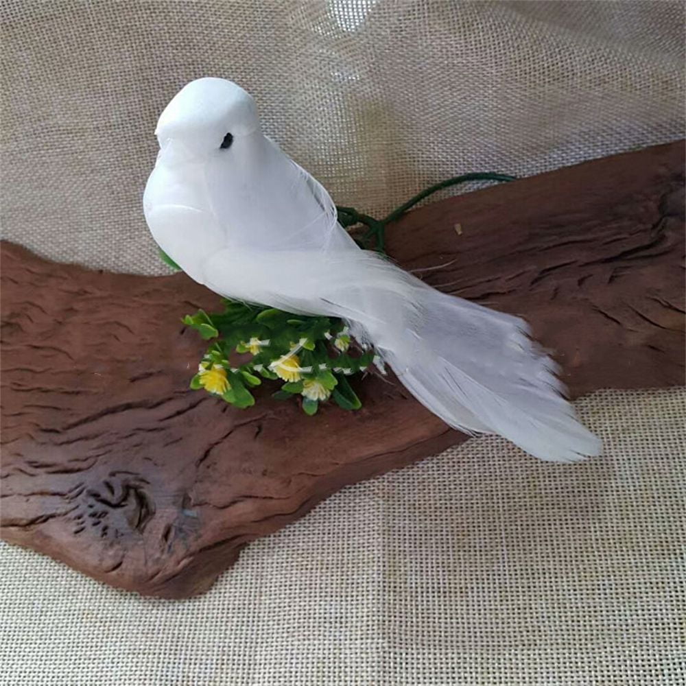 Home Decor Artificial Foam White Feather Emulation Dove Long tail white ...