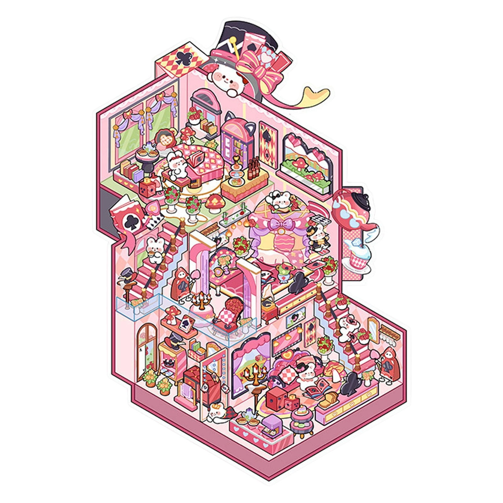 Home Decor Big DIY 3D Sticker Scene Isometric Miniature Room Sticker ...