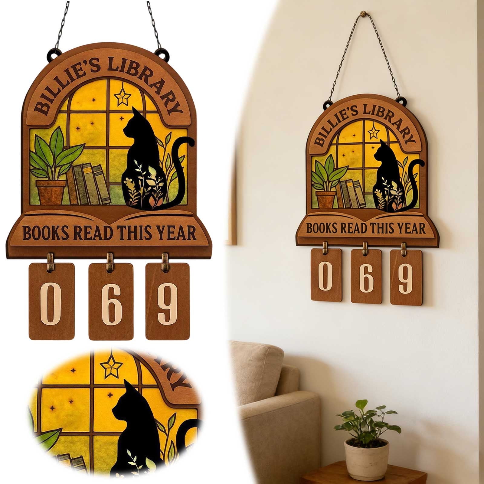 Home Decor Books Read Wooden Reading Counter With 3 Digit Number Tiles ...