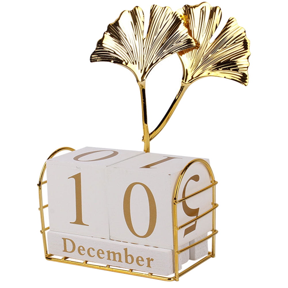 Home Decor Calendars Wooden Perpetual Calendar Desk Decoration Ginkgo ...