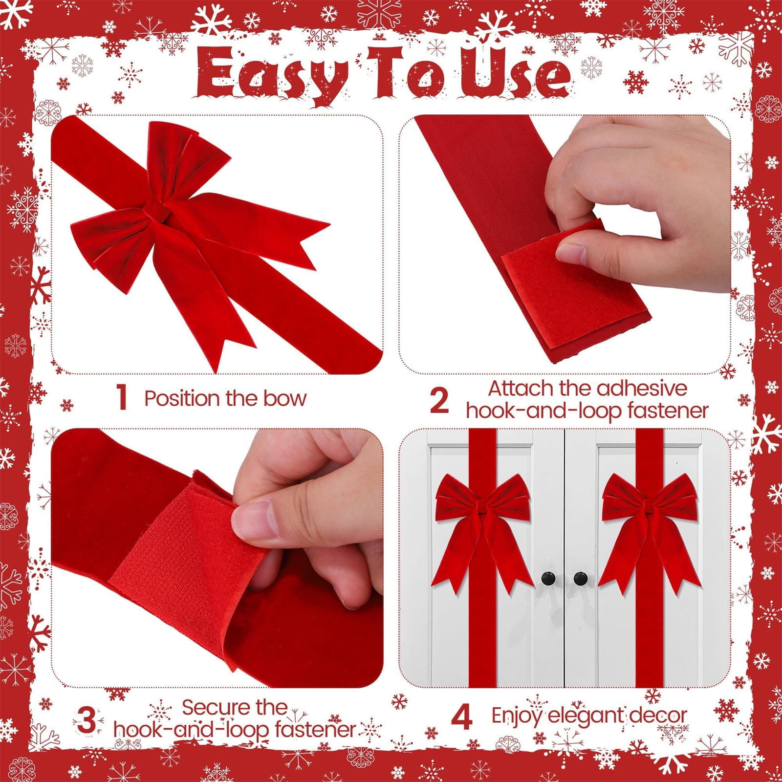 Home Decor - Christmas Cabinet Door Bows And Ribbons Large Red ...