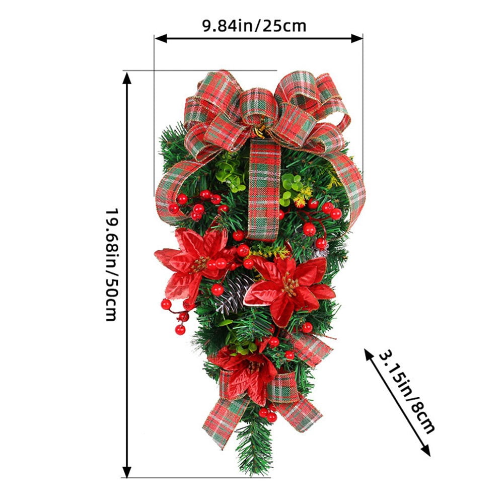 Home Decor Christmas Flower Upside Down Tree 2023 Grid Wreath Door ...
