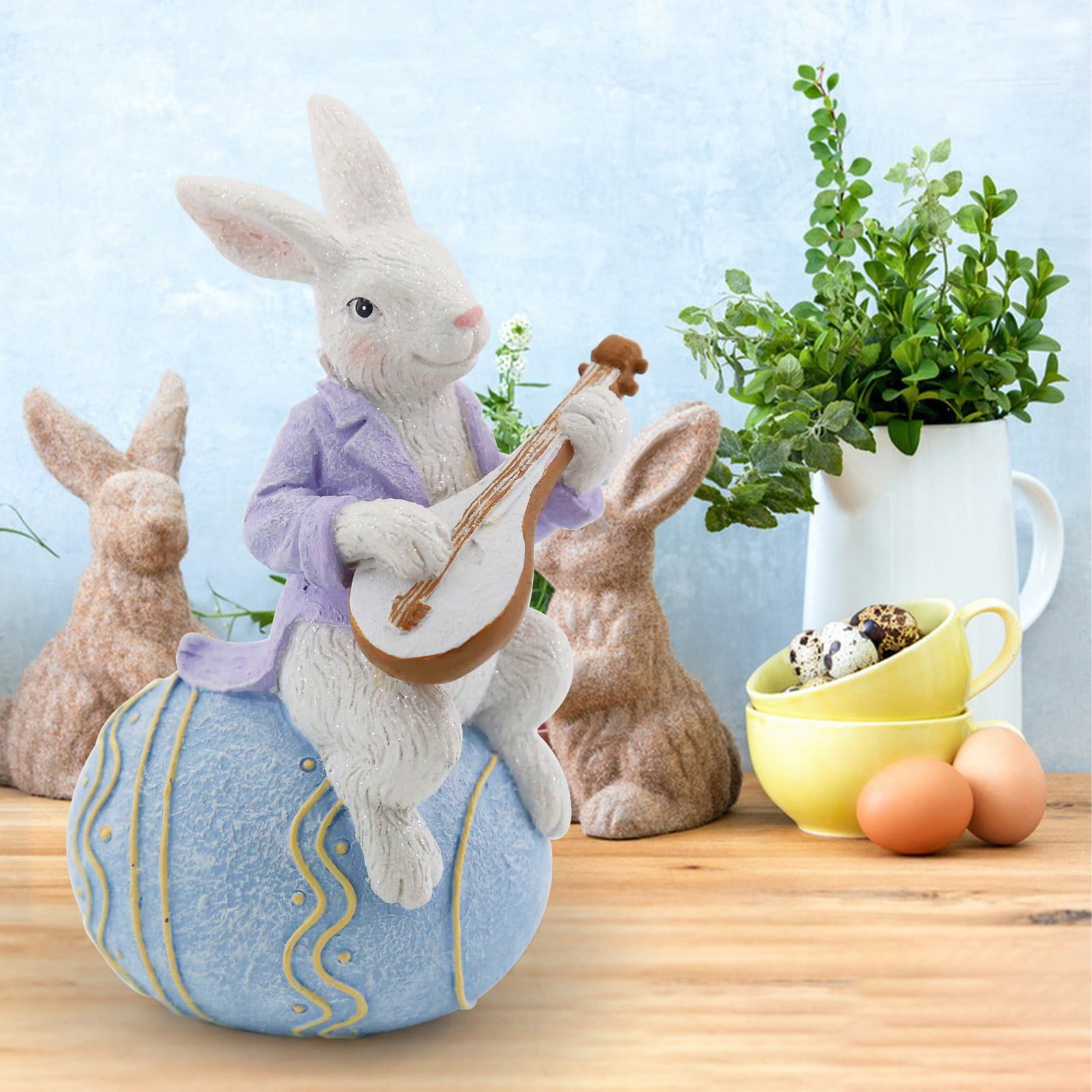Home Decor Clearance European Easter Resin Color Sequin Rabbit Playing ...