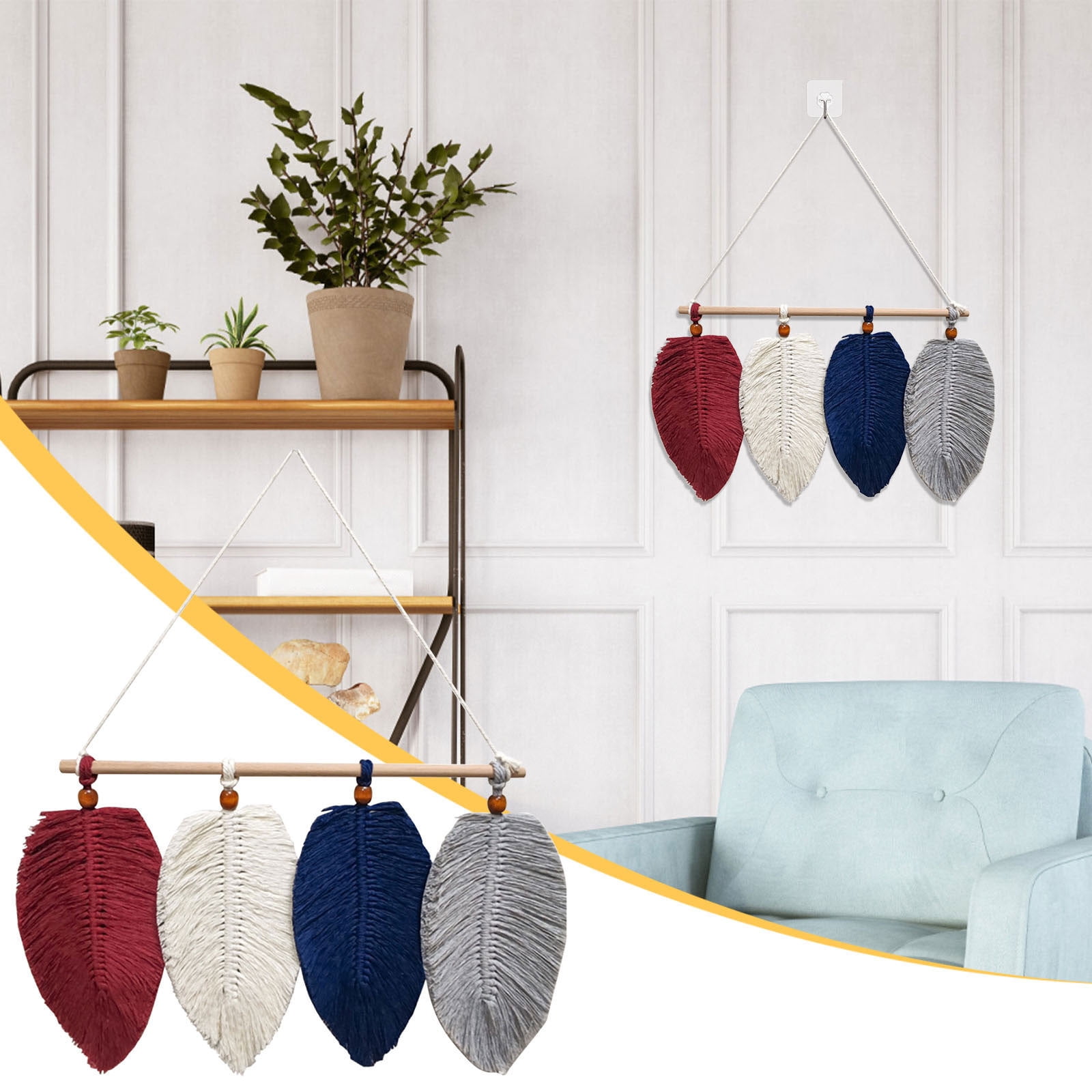 Home Decor Clearance！Weaving Leaf Decorations Living Room Background ...
