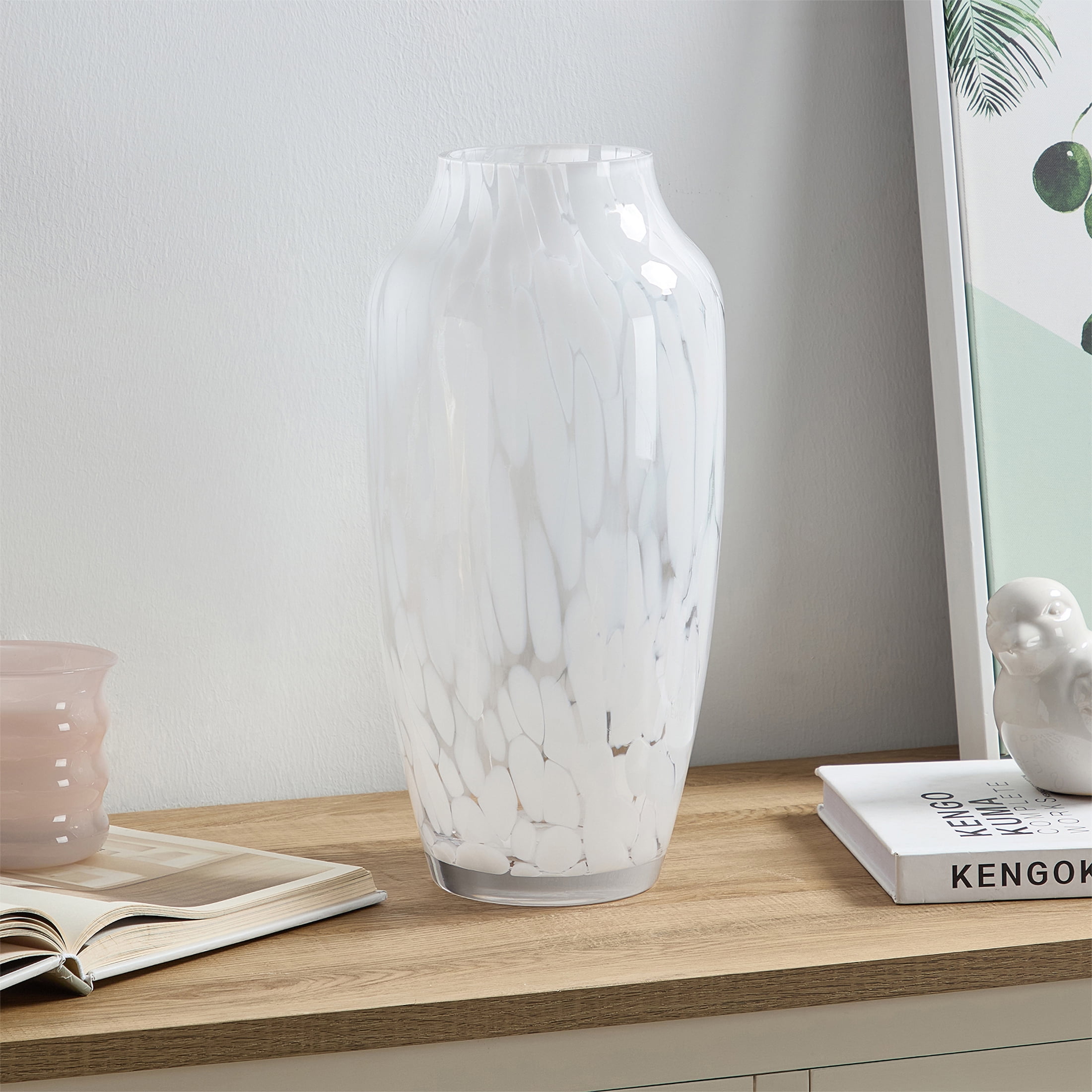 Home Decor Collection 13'' Tall White Painted Glass Bouquet Vase ...