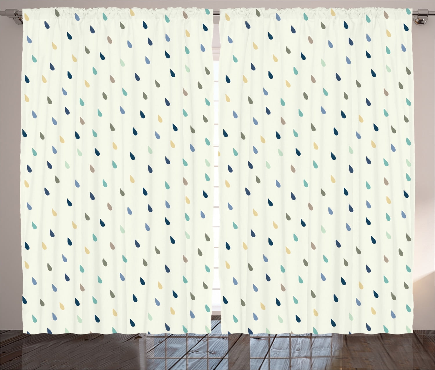 Ambesonne White Curtains 2 Panel Set, Colorful Droplet Pattern, 108" x ...